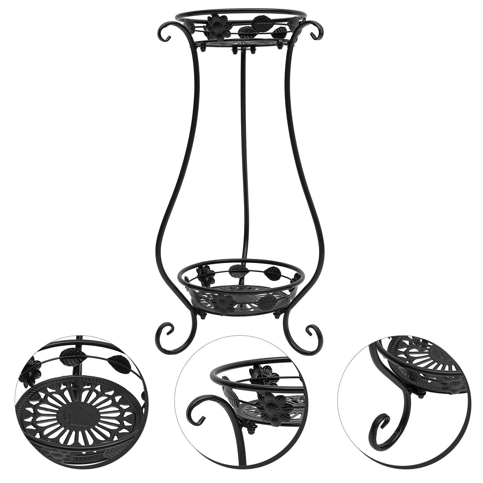 HOOWIFFY Garden Pot Stands Black Rustic Style for Terrace 1 Set ...