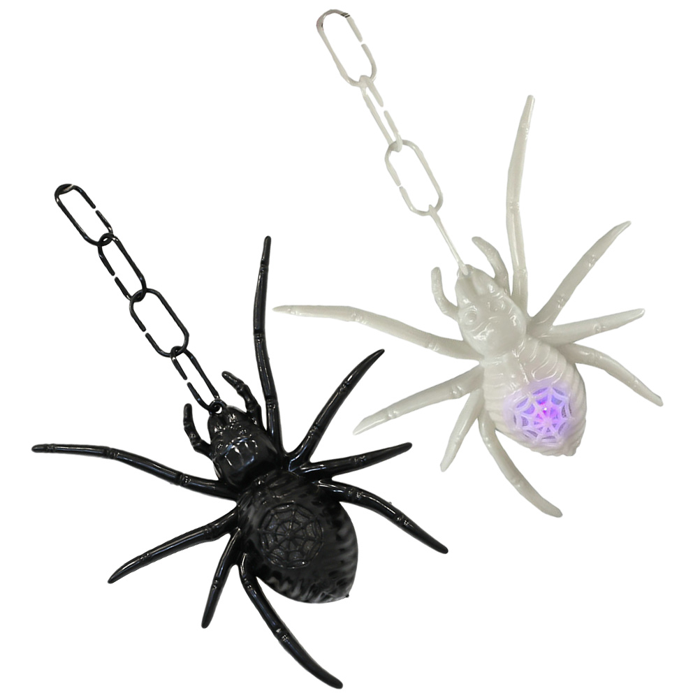 HOOWIFFY Hanging Spider Decorations Plastic 2Pcs Assorted Color Glow in ...