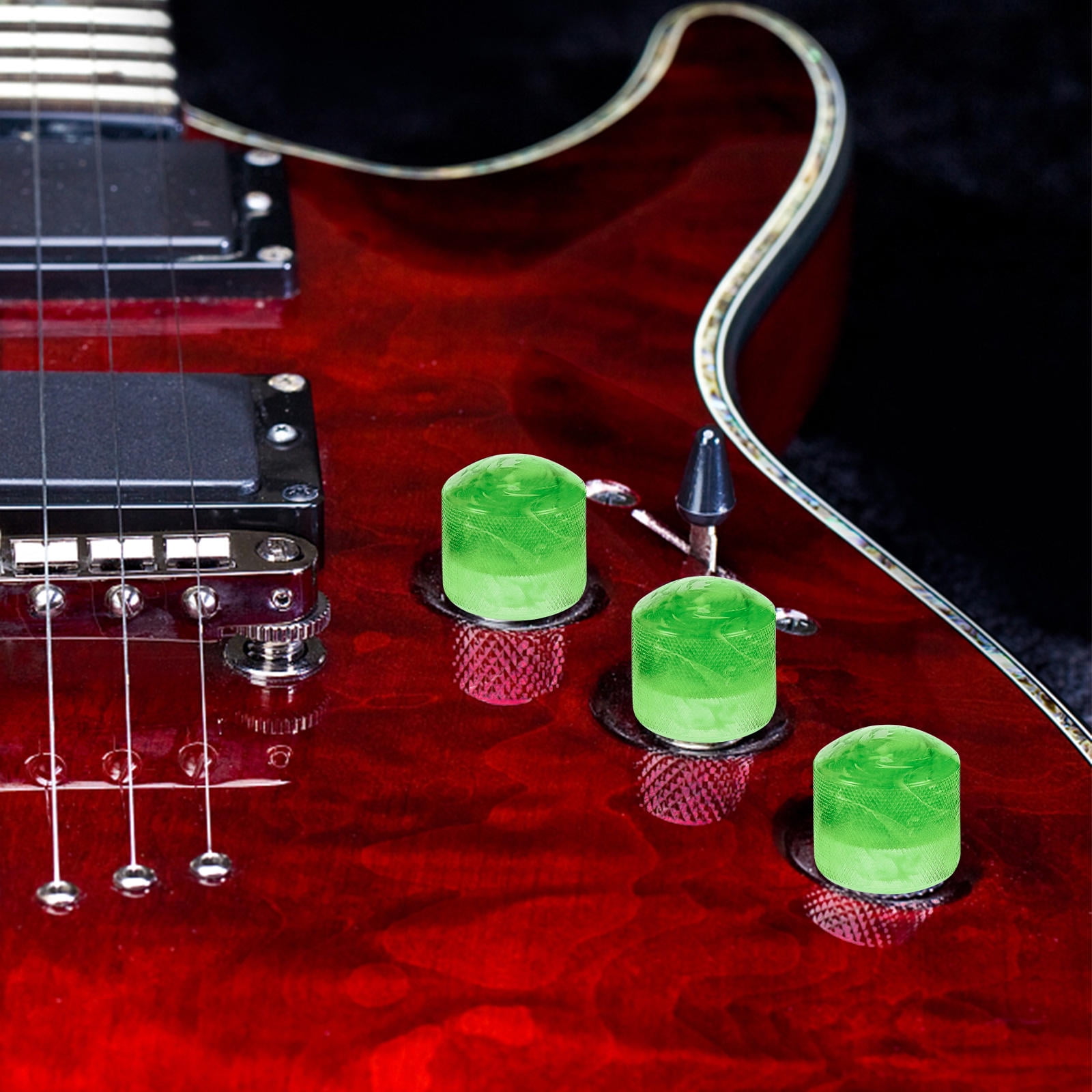 HOOWIFFY Green Plastic Round Guitar Volume Tone Control Knobs Easy ...