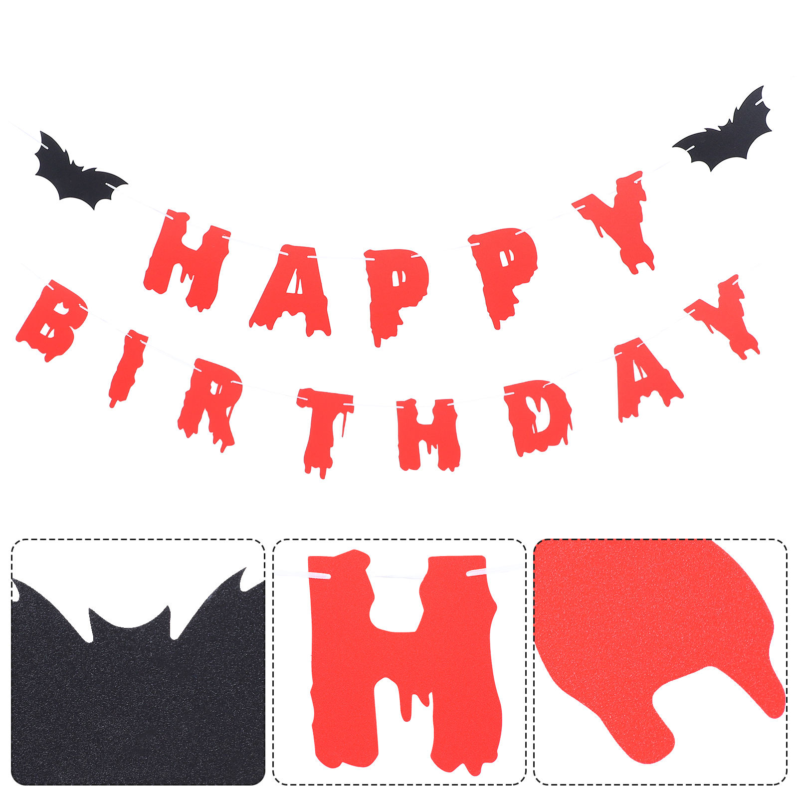 HOOWIFFY 1 Set Birthday Banners Red Paper Hanging Banner For Happy ...