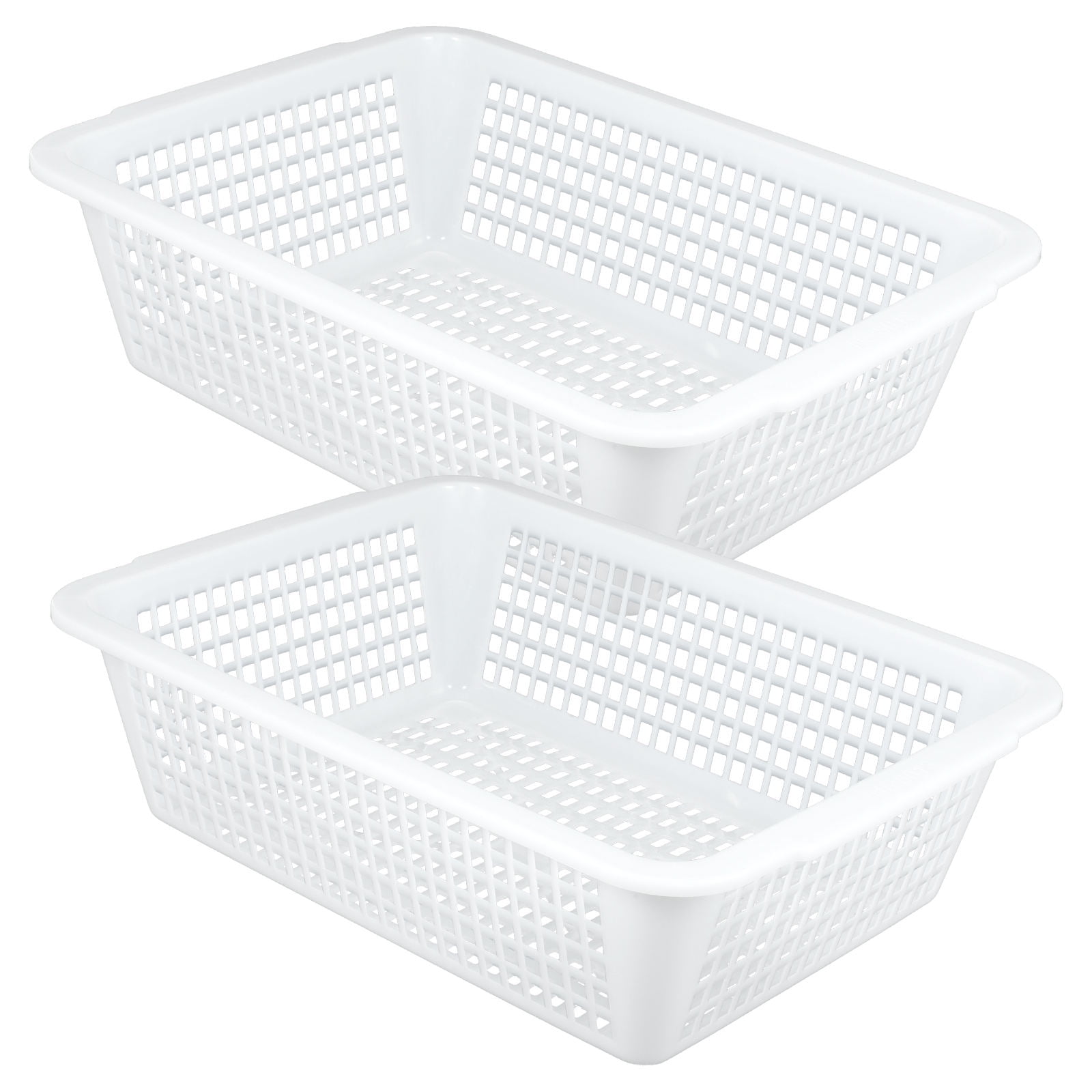 HOOWIFFY Office Storage Baskets 2Set 14.15X10.41X3.93in White For ...