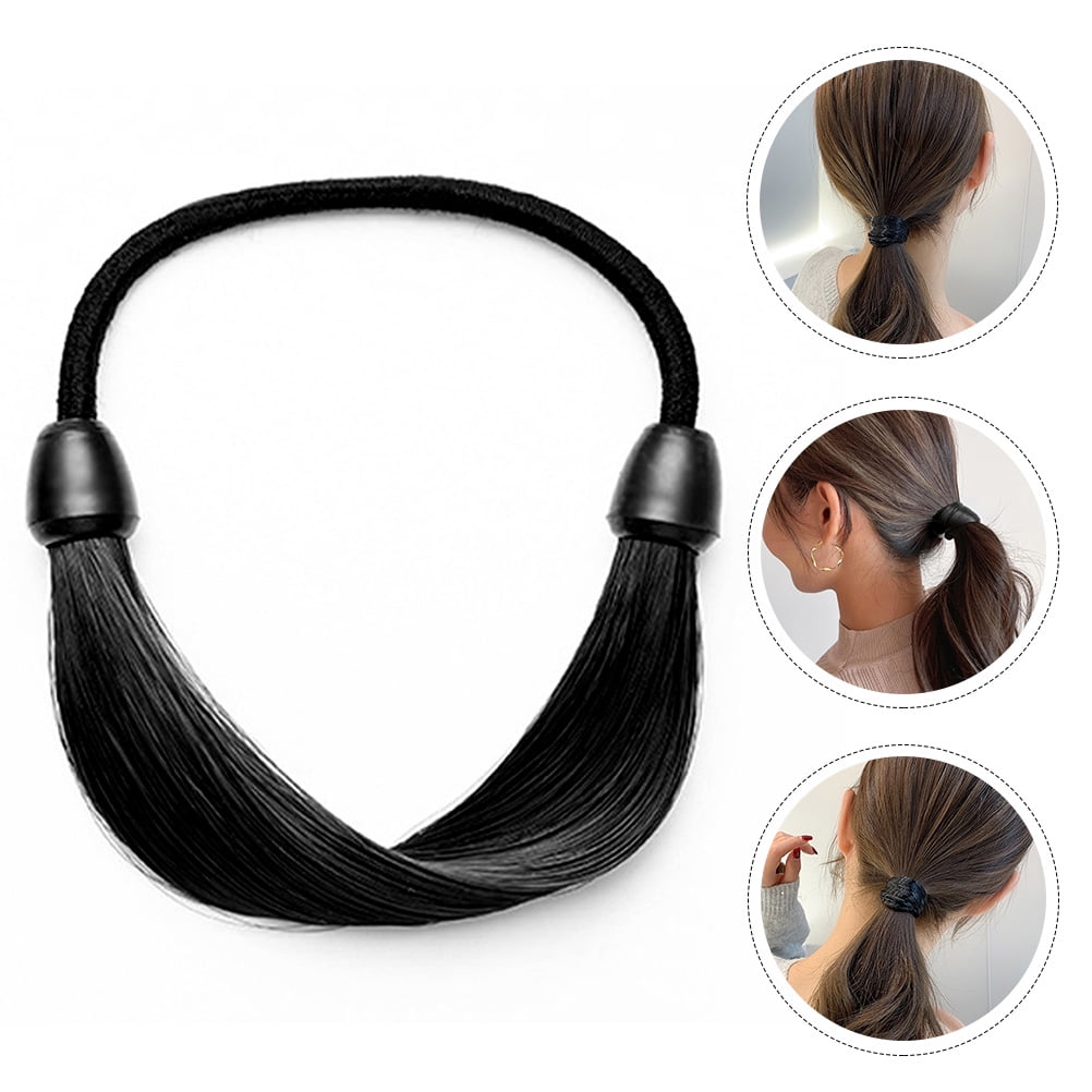 HOOWIFFY Ponytail Holders Natural Black Simple Design 6Pcs 2.8x2.8in ...