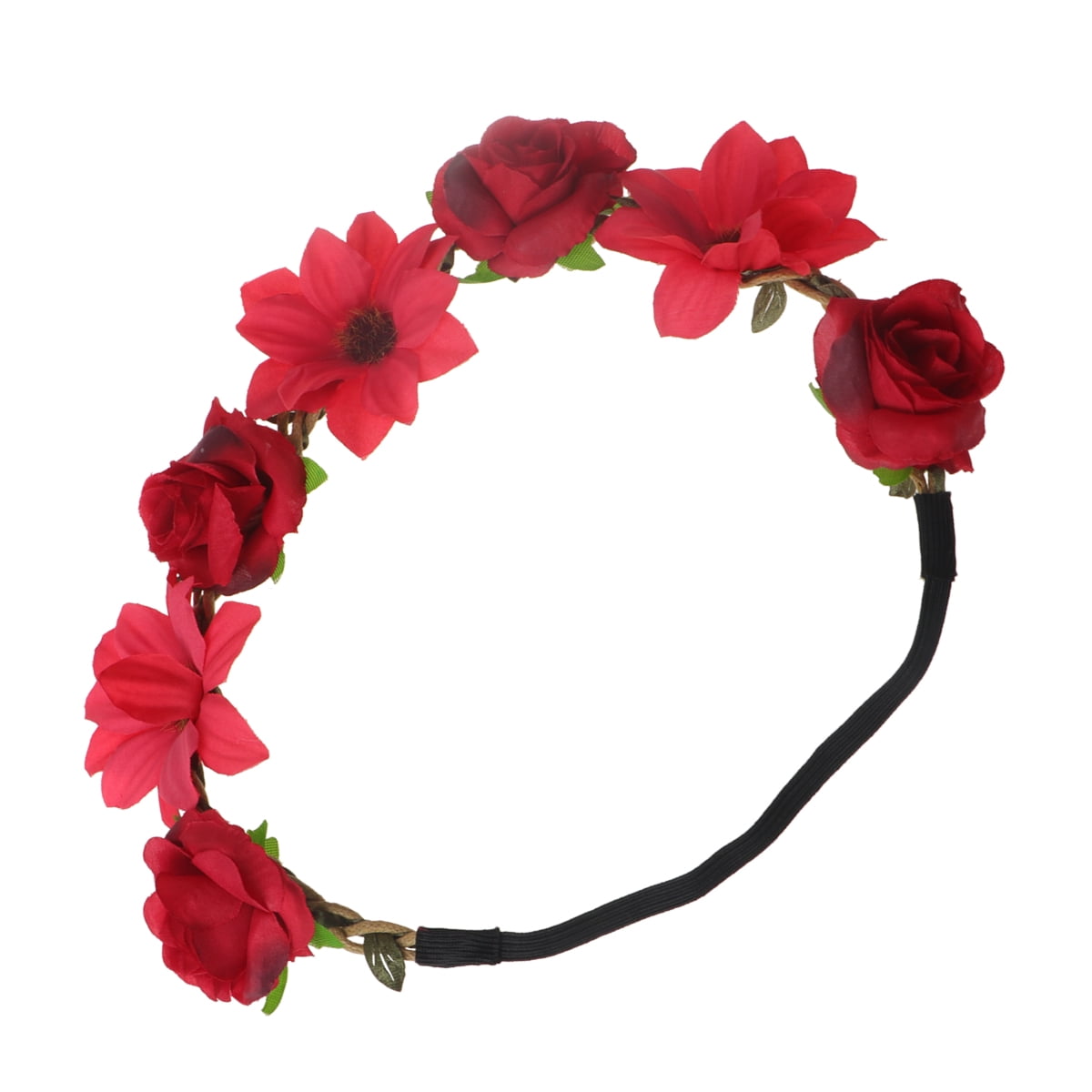 HOOWIFFY Red Rose Headband Floral Hair Wreath Flower Stylish Hair Band ...