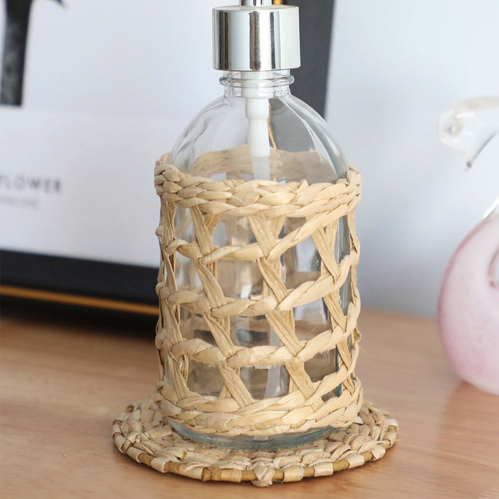 HOOWIFFY Straw Woven Cup Holder for Heat Insulation and Anti Slip with ...
