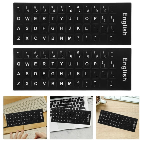 HOOWIFFY Language Keyboard Decals Stick on Letters for Keyboards Black ...