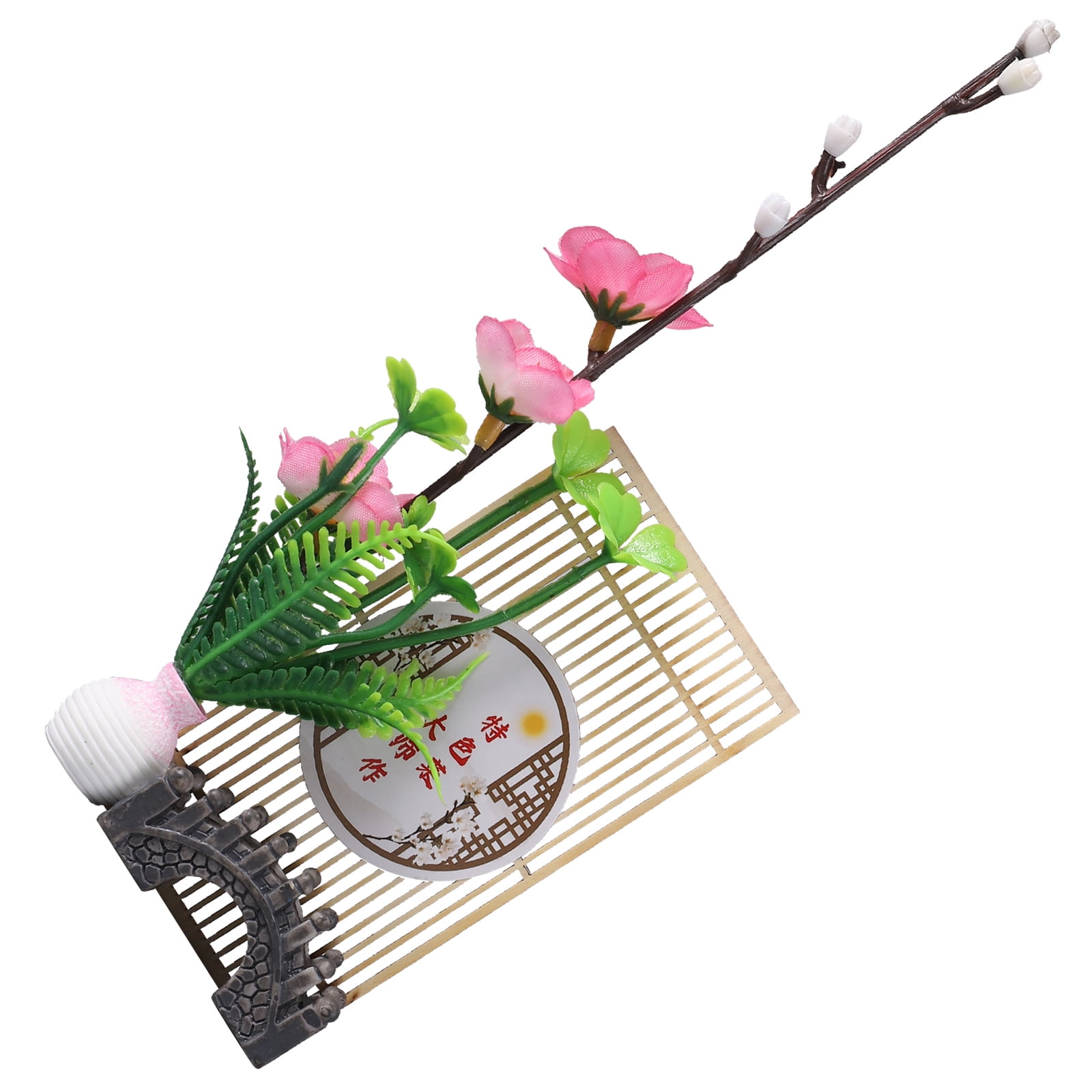 HOOWIFFY Vivid Sushi Restaurant Flower Figurine for Decor Plastic Pink ...