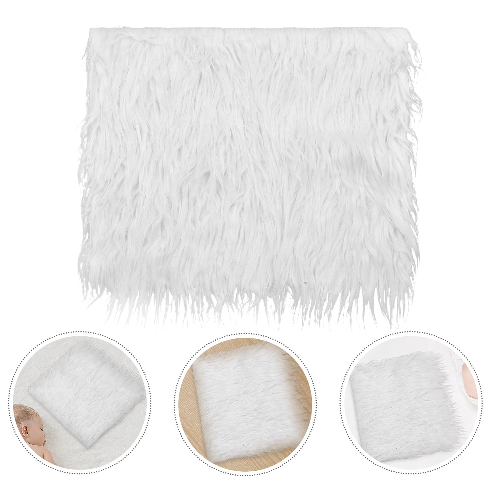 HOOWIFFY White Synthetic Fur 1Pack Baby Photography Mat Rectangle For ...