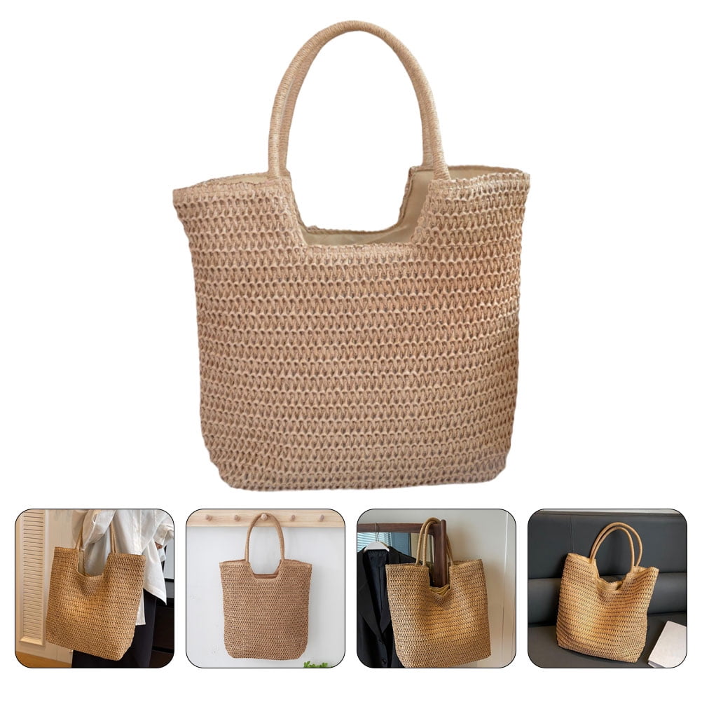 HOOWIFFY Casual Minimalist Hoowiffy Straw Handbag Large Capacity for ...