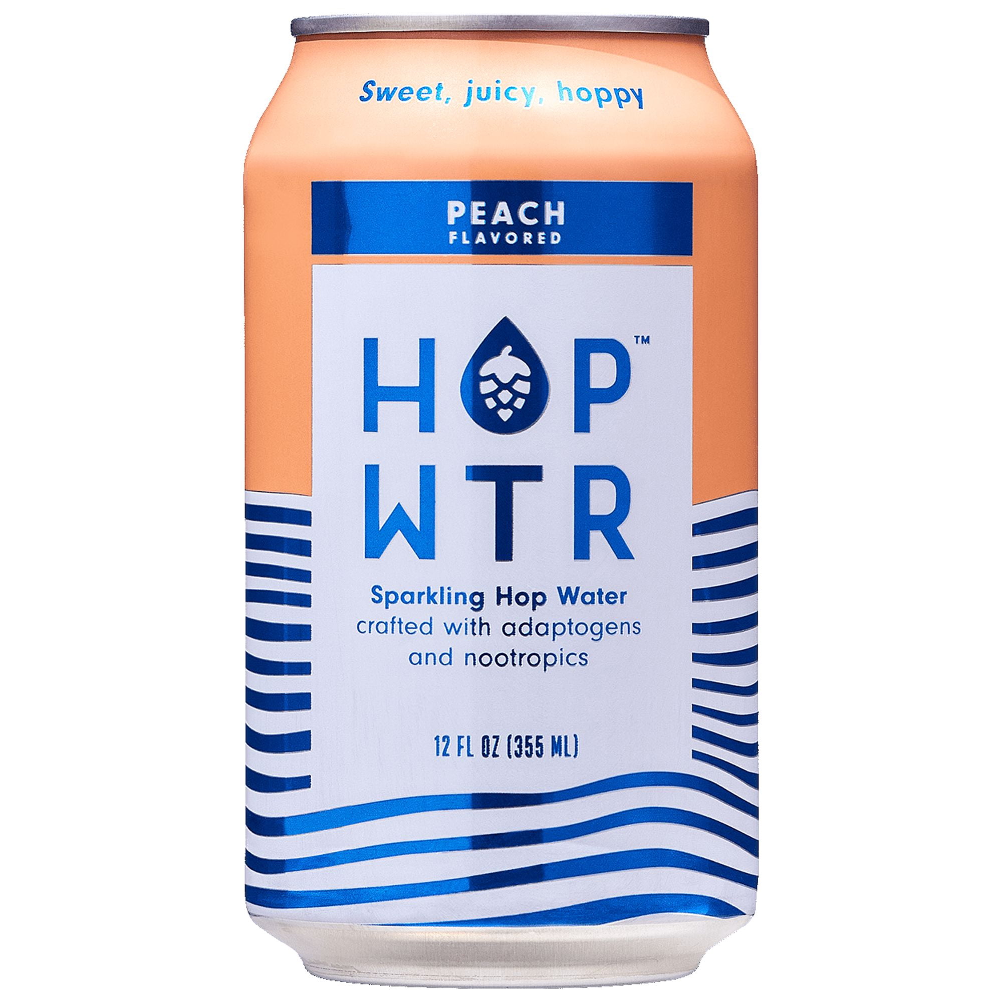 HOP WTR, Peach Flavored Non-Alcoholic Sparkling Hop Water, 12 oz Can ...
