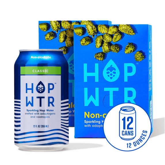 HOP WTR Sparkling Hop Water, Classic Flavor, 12 oz Drinks, 12 Pack ...