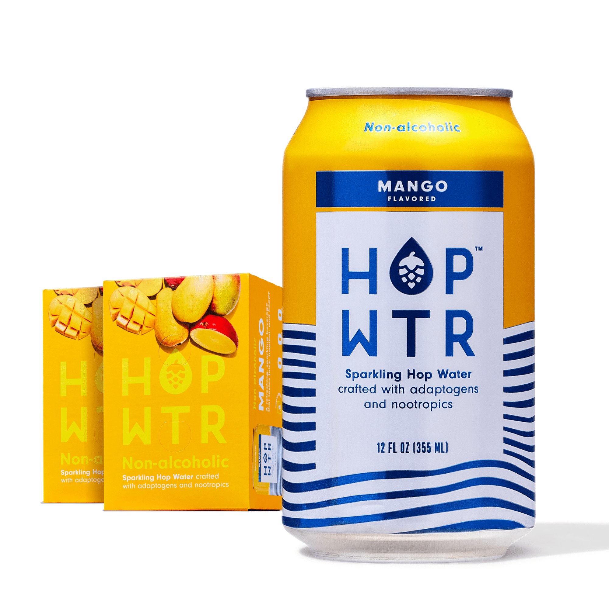 HOP WTR Sparkling Hop Water, Mango 12 Pack, Low Calorie, 12 oz Cans, Adaptogen Drink - Walmart.com