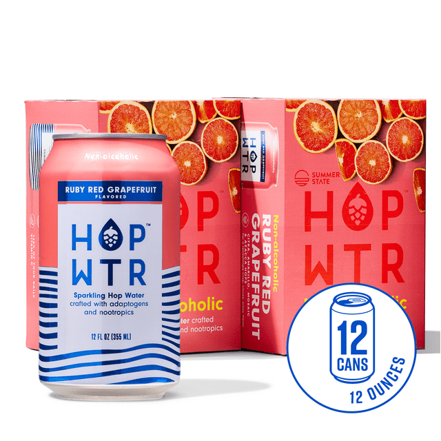 HOP WTR - Sparkling Hop Water -Ruby Red Grapefruit (12 Pack) - NA Beer ...