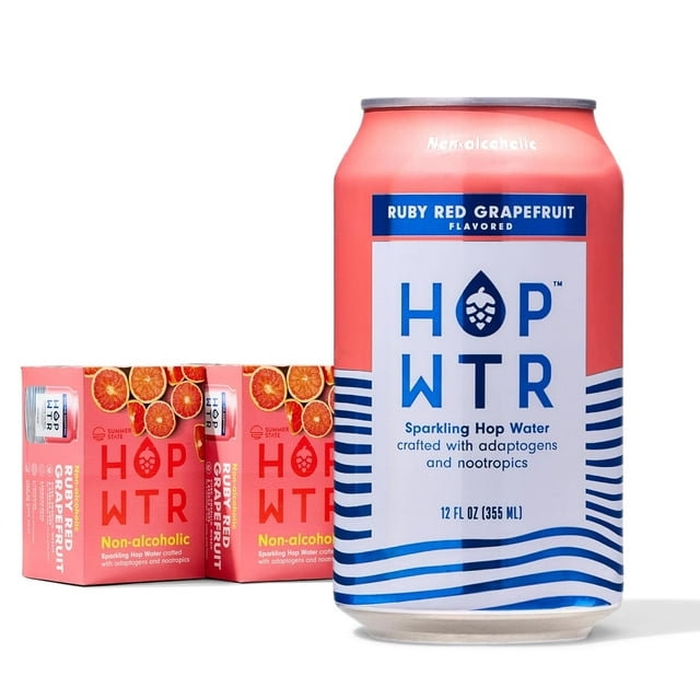 HOP WTR - Sparkling Hop Water -Ruby Red Grapefruit (12 Pack) - NA Beer ...