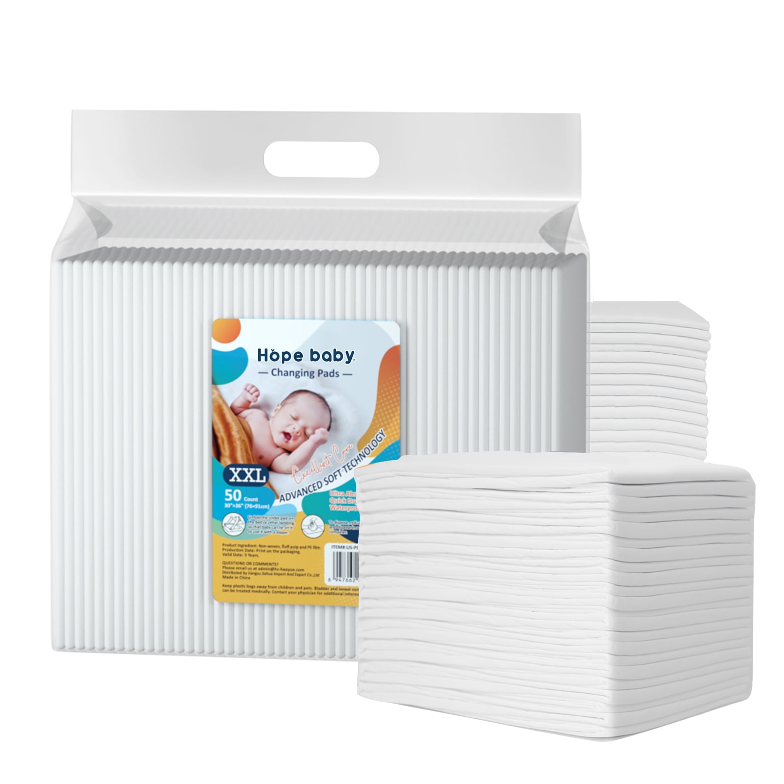 HOPE BABY Disposable Changing Pads, 30”x 36”(50 Count) Underpads Portable Diaper Changing Pads ...