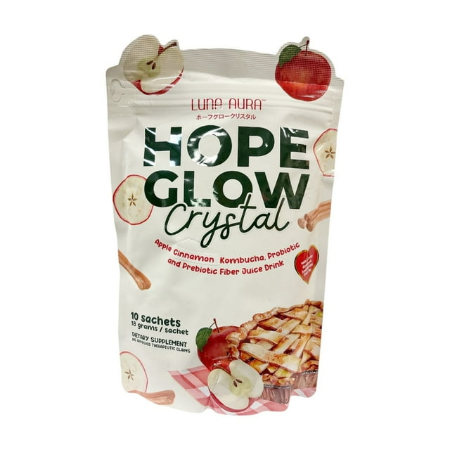 HOPE GLOW Crystal Apple Cinnamon Kombucha - Probiotic & Prebiotic Fiber ...