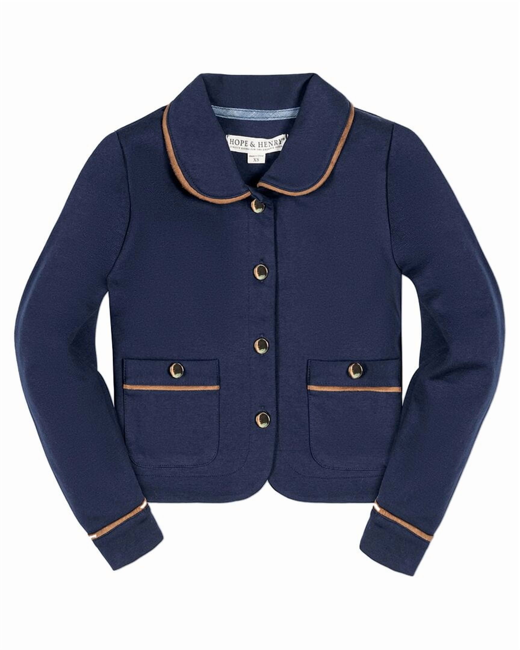 HOPE & HENRY girls Double Quilted Collared Jacket, Large, Blue ...