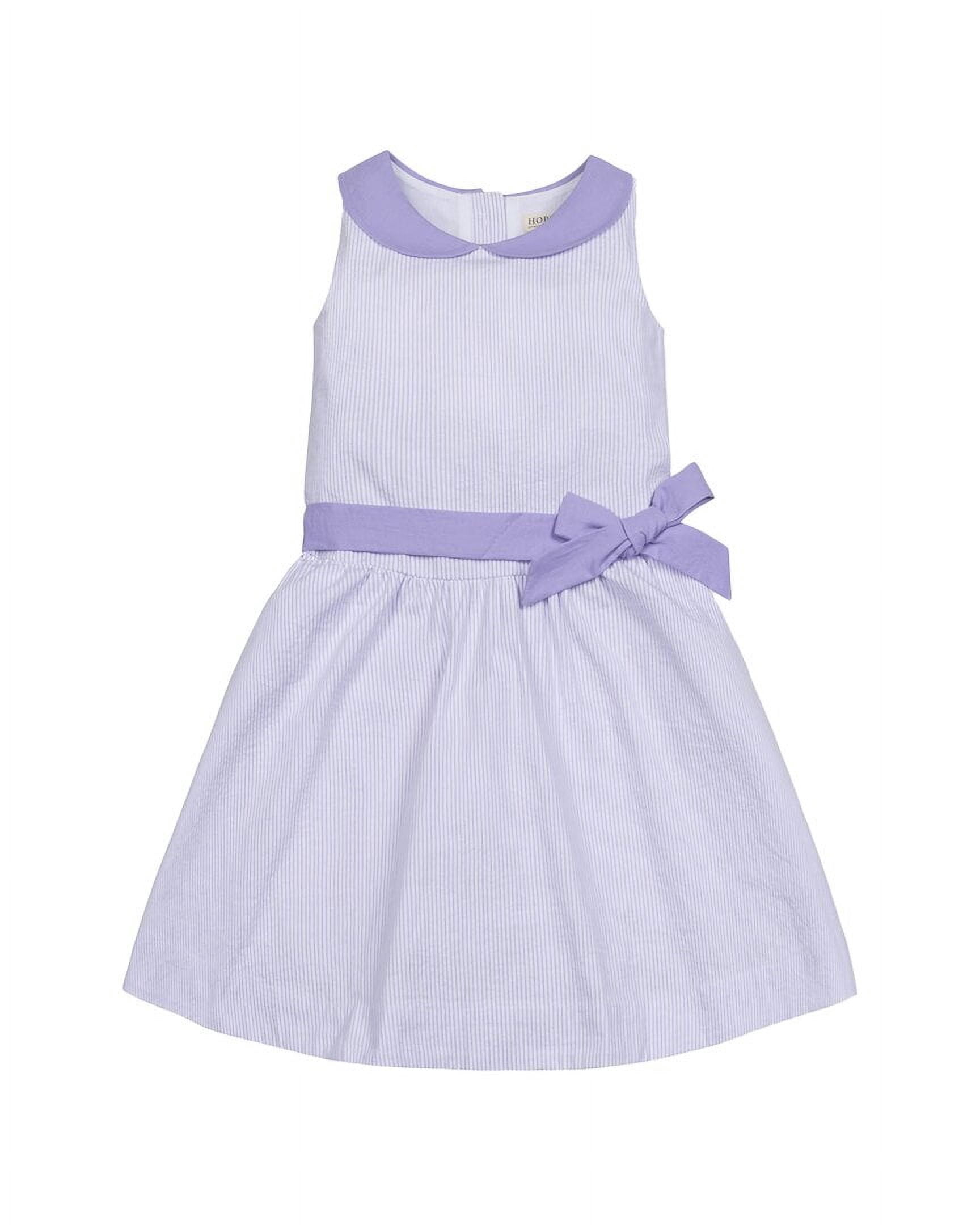 HOPE & HENRY girls Peter Pan Seersucker Dress, 3-6 months, Purple ...