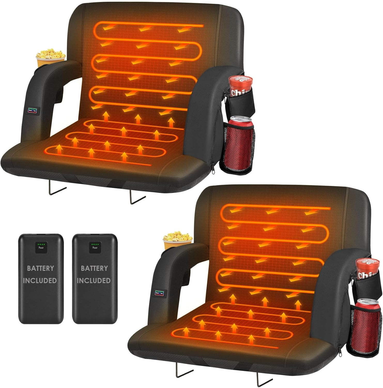 HOPERAN Dual-Sided Heated Stadium Seats for Bleachers with Back Support ...