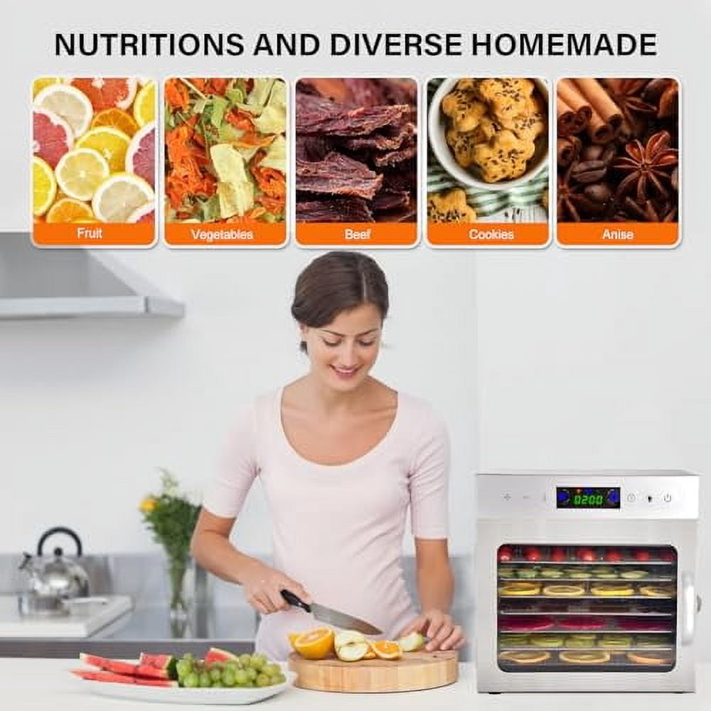 HOPERAN Food Dehydrator Machine with 8 Stainless Steel Trays – Digital ...