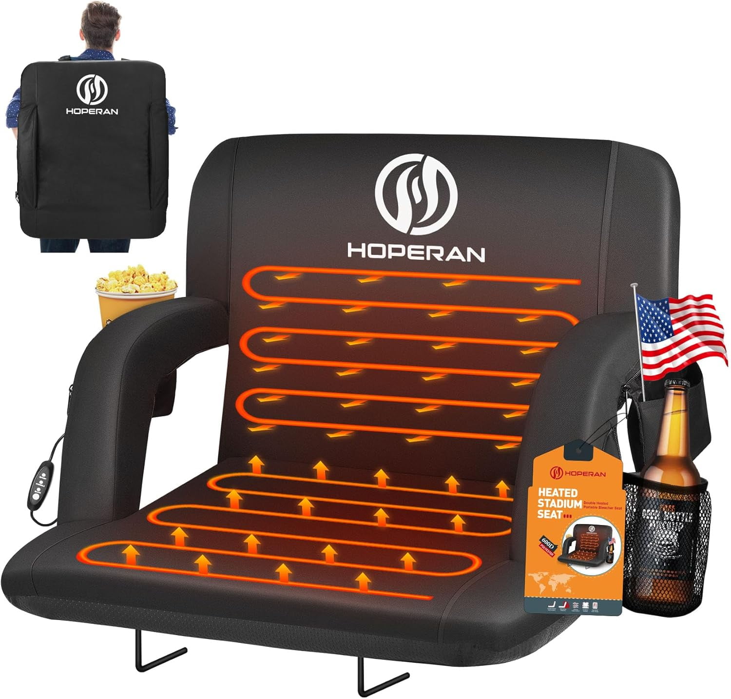 HOPERAN Heated Stadium Seats for Bleachers with Back Support and Wide ...