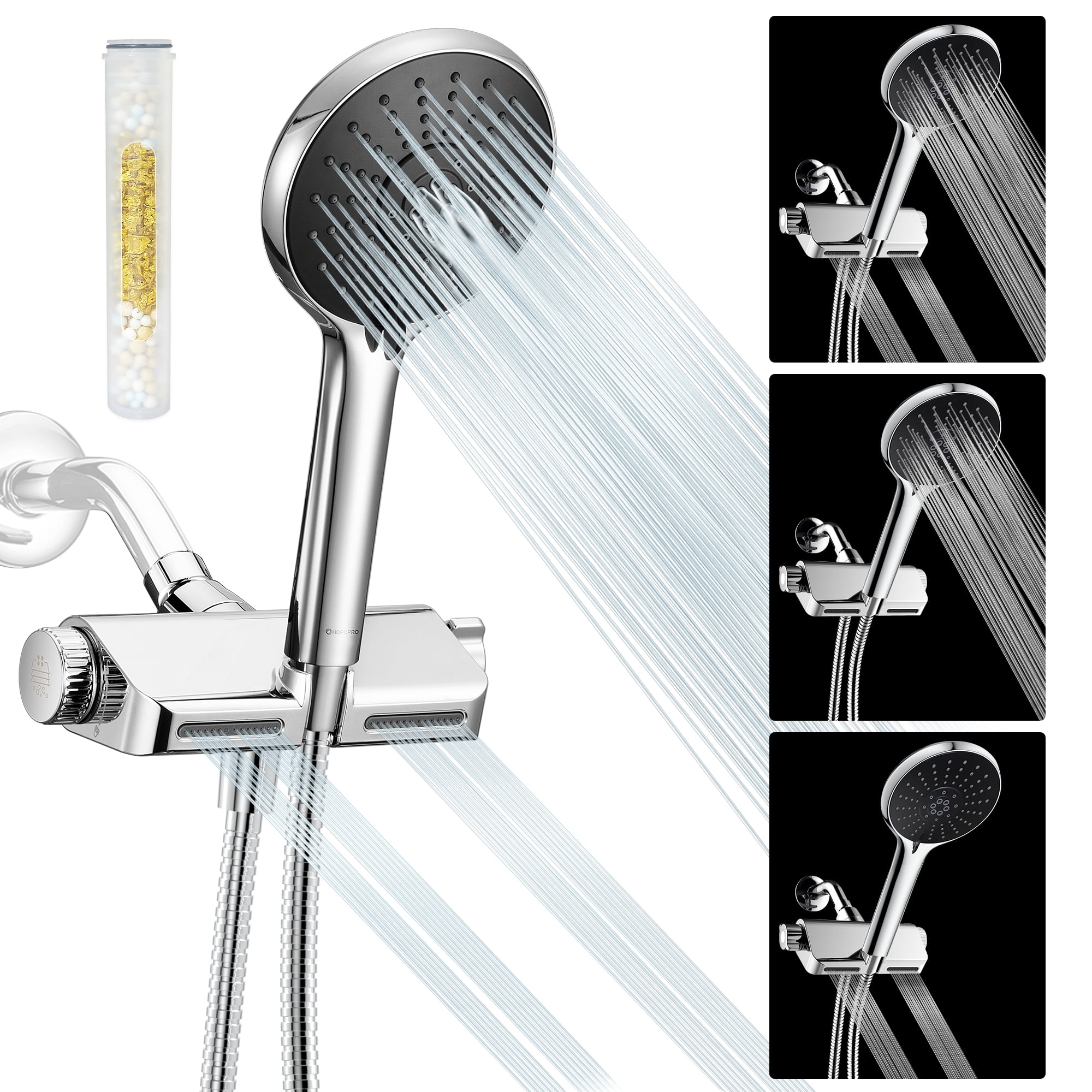 Hopopro 3 In 1 Filter Showerhead With Handheld Combo High Pressure Spa