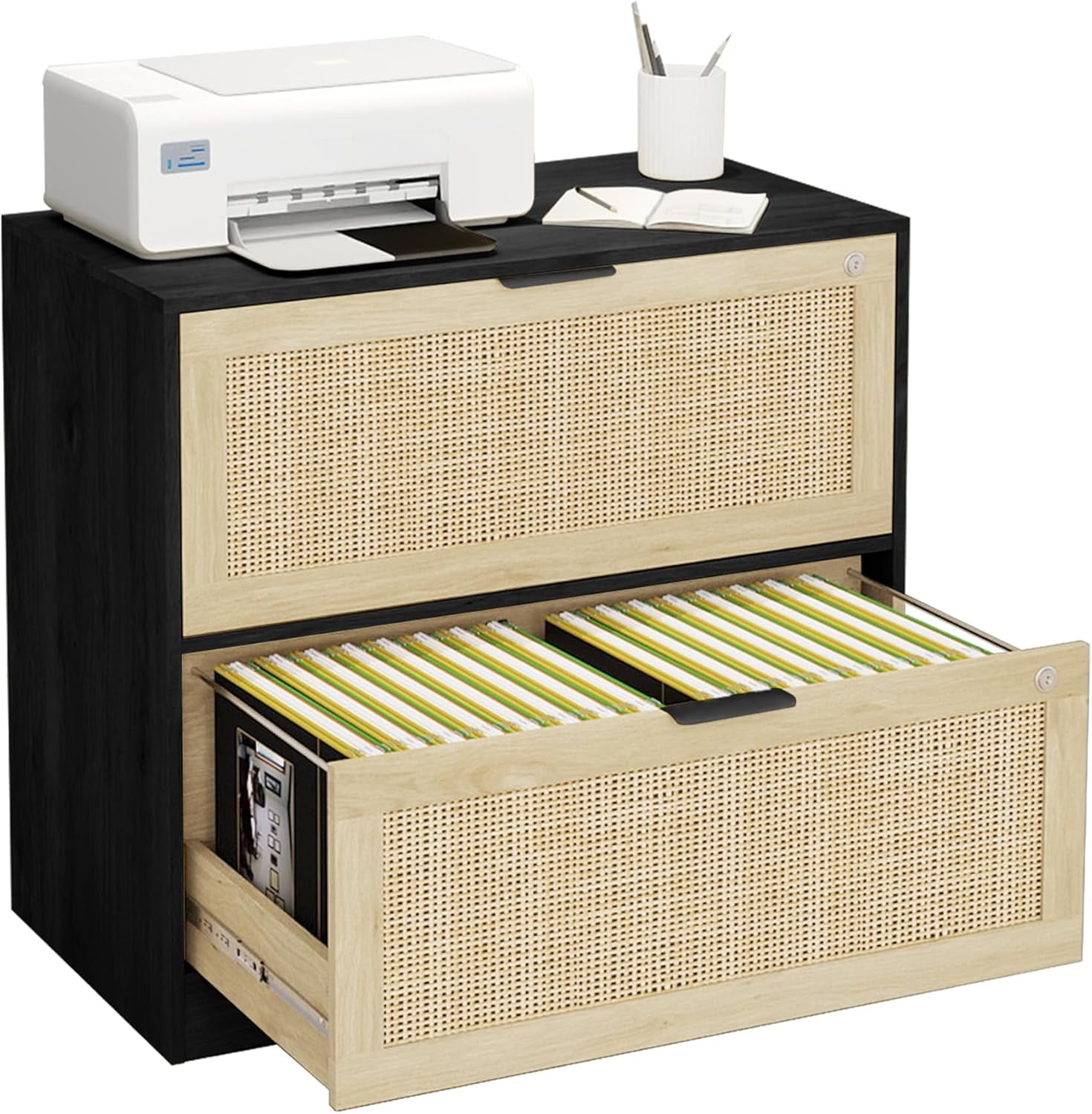 HOPUBUY 2 Drawer File Cabinet with Lock, Printer Stand Lateral Filing ...