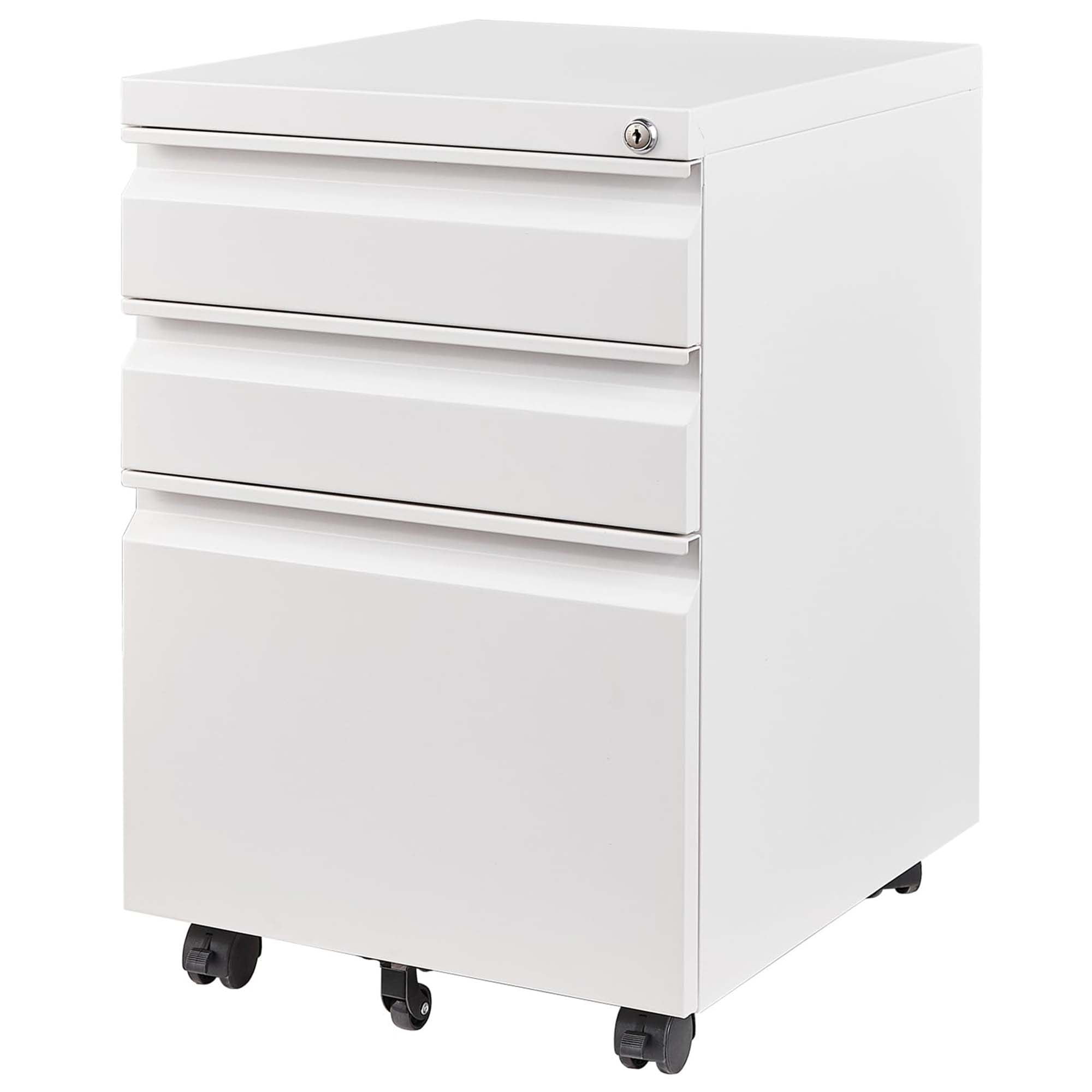 HOQBN 3 Drawer Mobile File Cabinet with Lock,Metal Rolling Filing ...