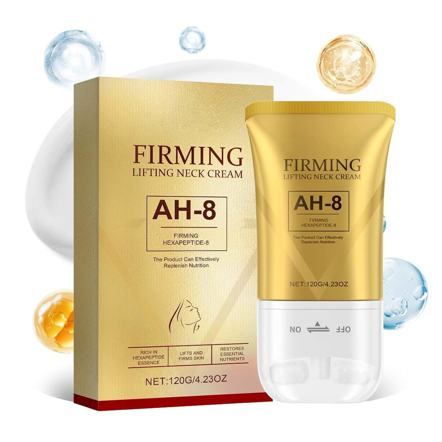 HOREY AH-8 Firming Neck Cream, Neck Firming Cream with Roller, Tighten ...