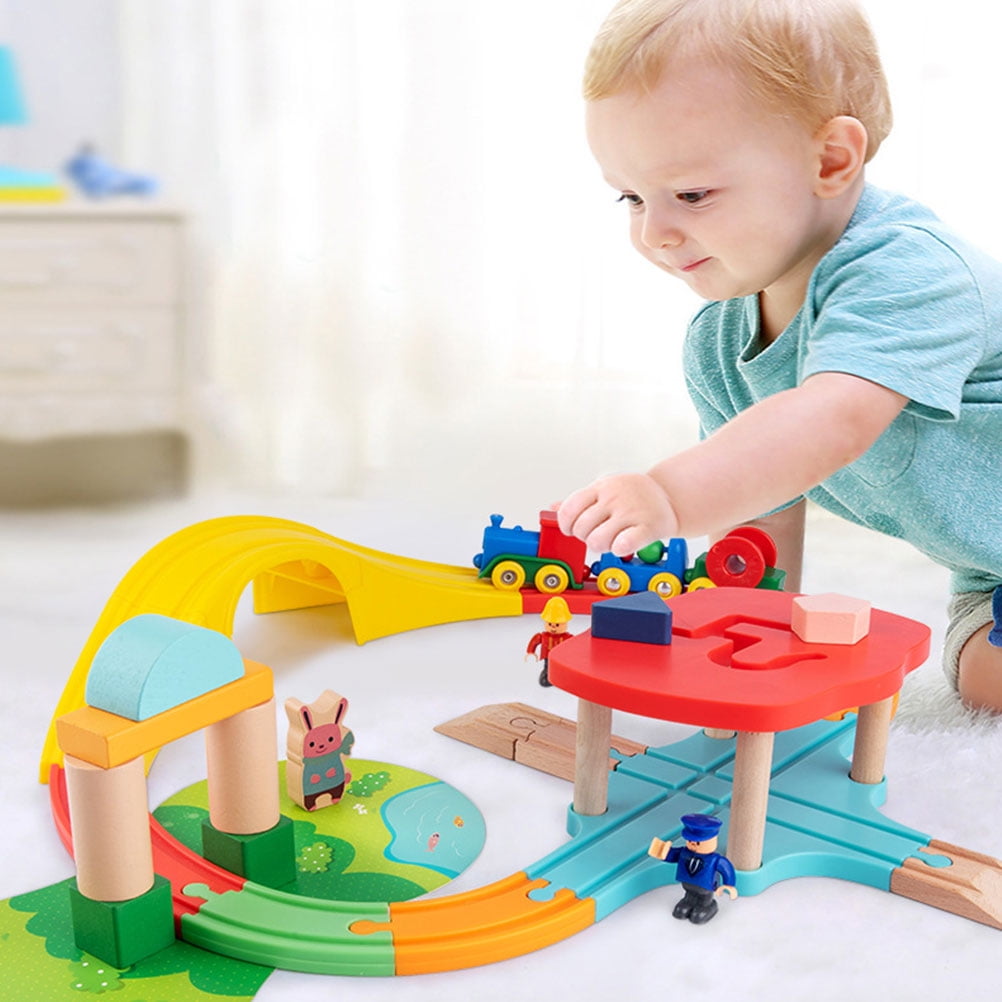 HORIALENCE 1 Set Train Rail Car Toy Wooden Plastic Mini Design Round ...