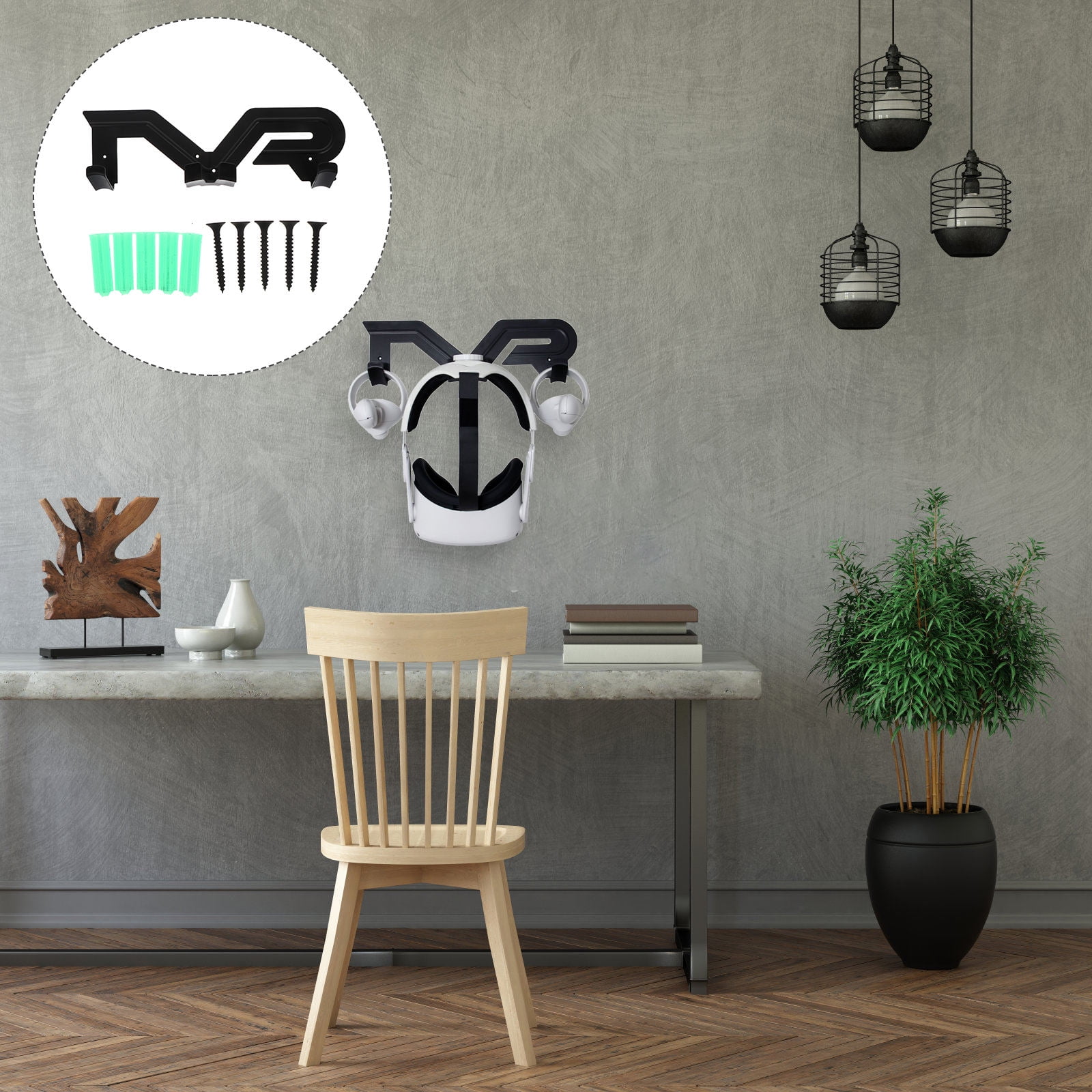 HORIALENCE 1 Set VR Wall Storage Rack Black ABS Wall Mounted Storage ...