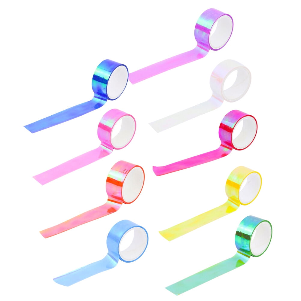 HORIALENCE 10 Roll Coloured Sticky Tape Shiny Colorful for Creative ...