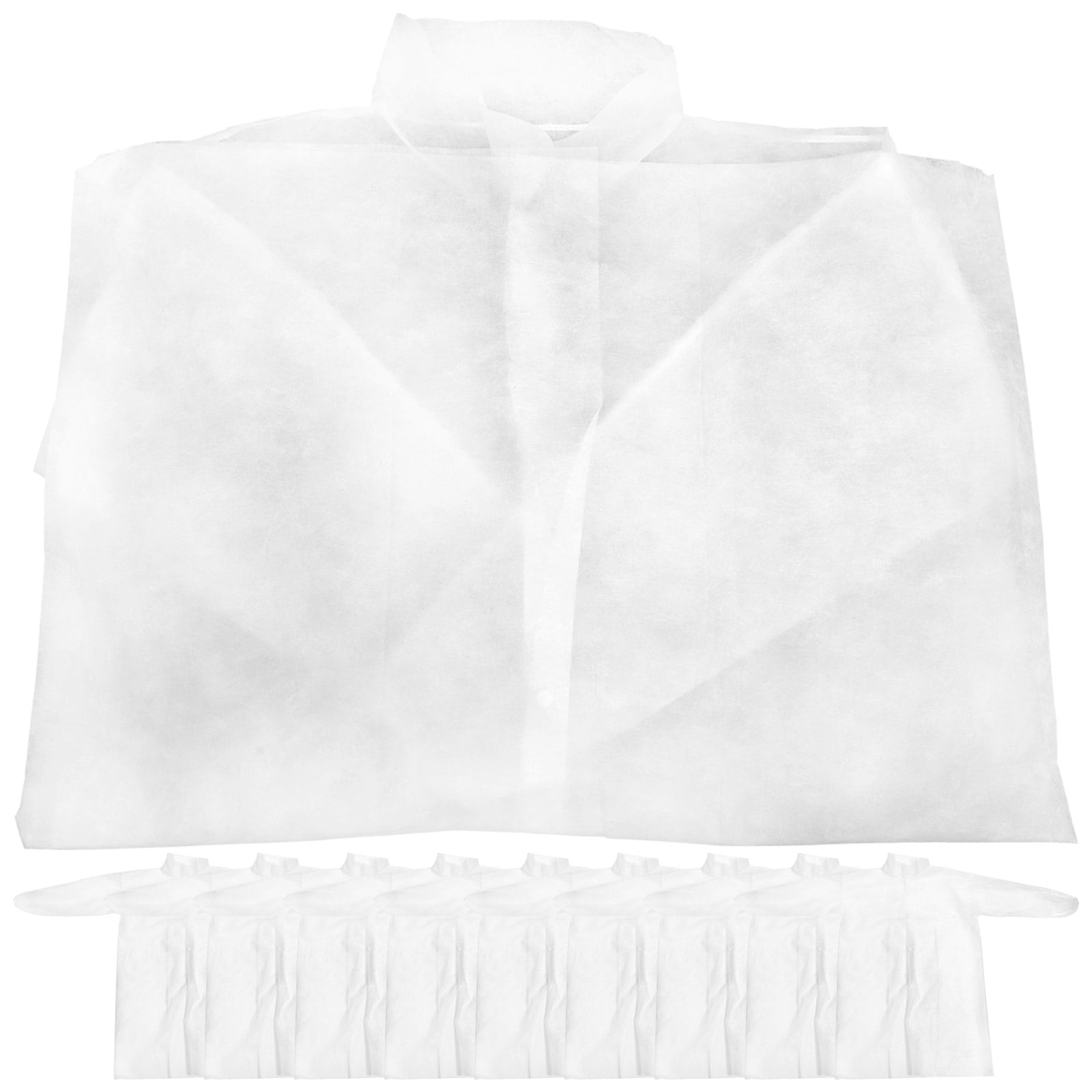 HORIALENCE 10Pcs Non-Woven Fabric Laboratory Coat with Long Sleeves for ...