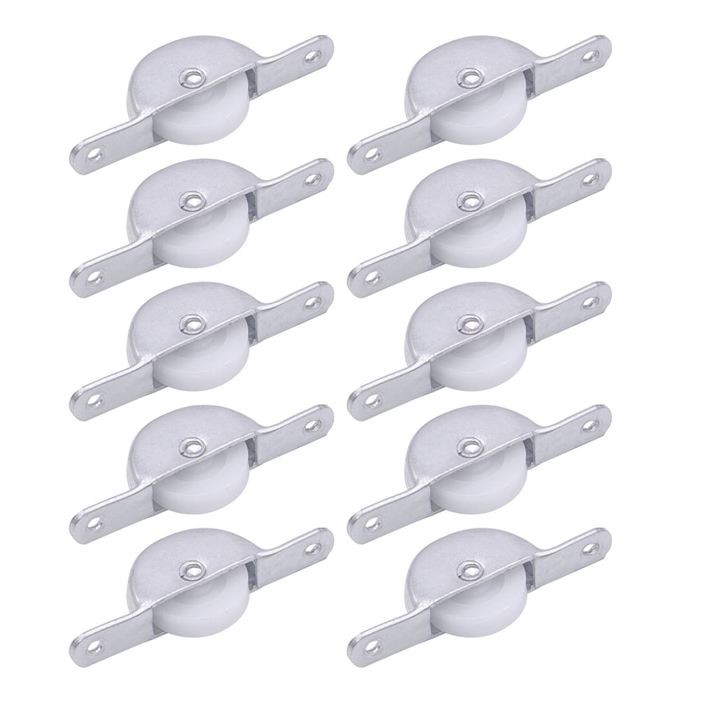 HORIALENCE 10Pcs Silver Galvanized Iron Pulleys for Track Pulley for ...