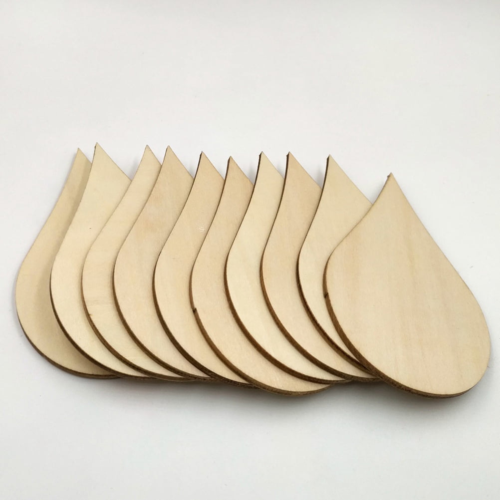 HORIALENCE 10Pcs Teardrop Woods Chip Unfinished Wood Slices For Craft ...