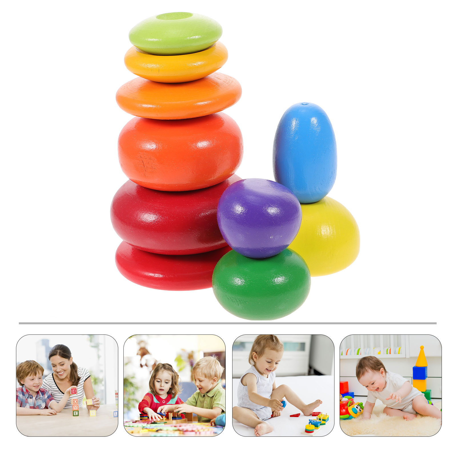 HORIALENCE 10Pcs Wooden Balancing Blocks for Children Color Recognition ...