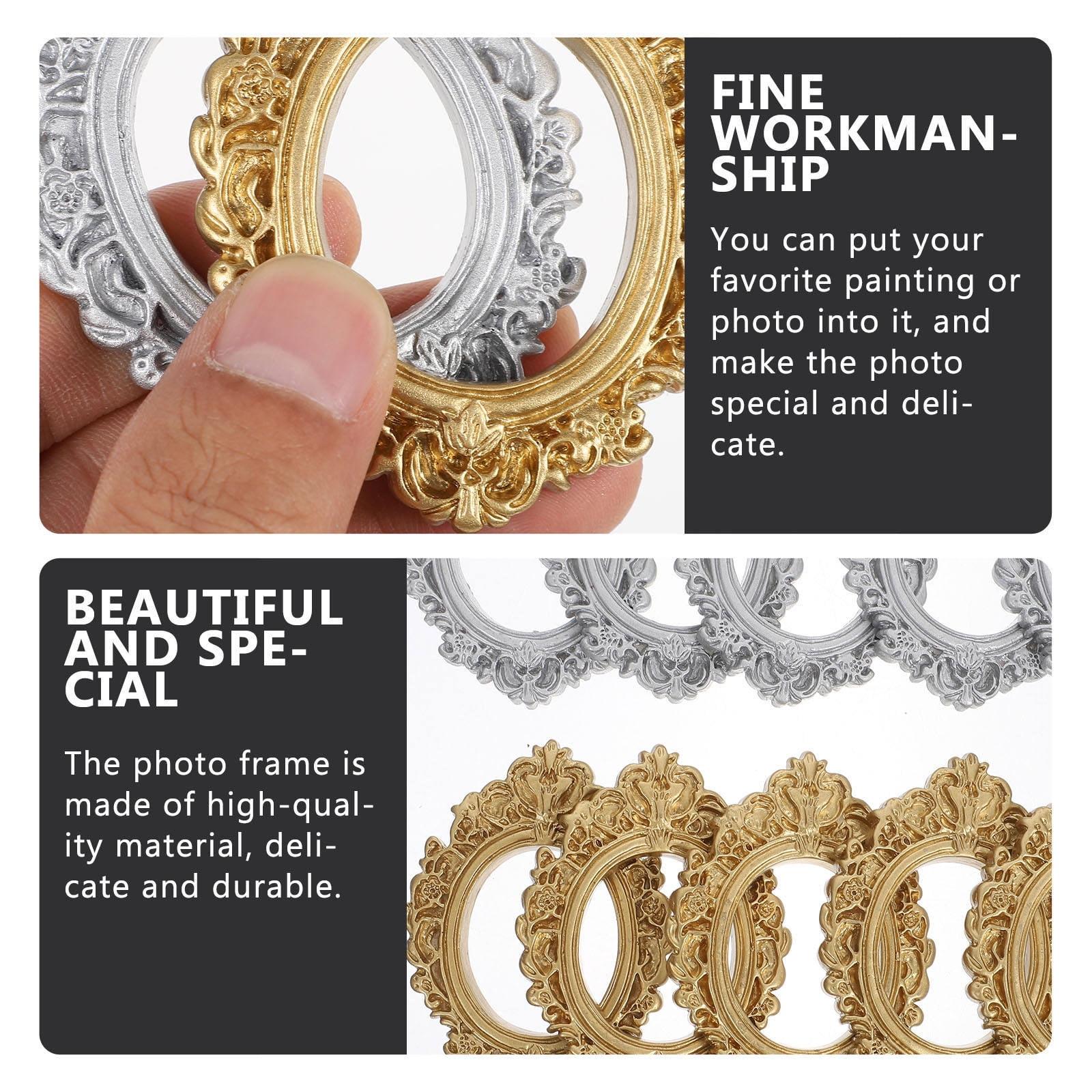 HORIALENCE 12Pcs Mini Photo Frame Oval Resin Diy Decor Ornaments For ...