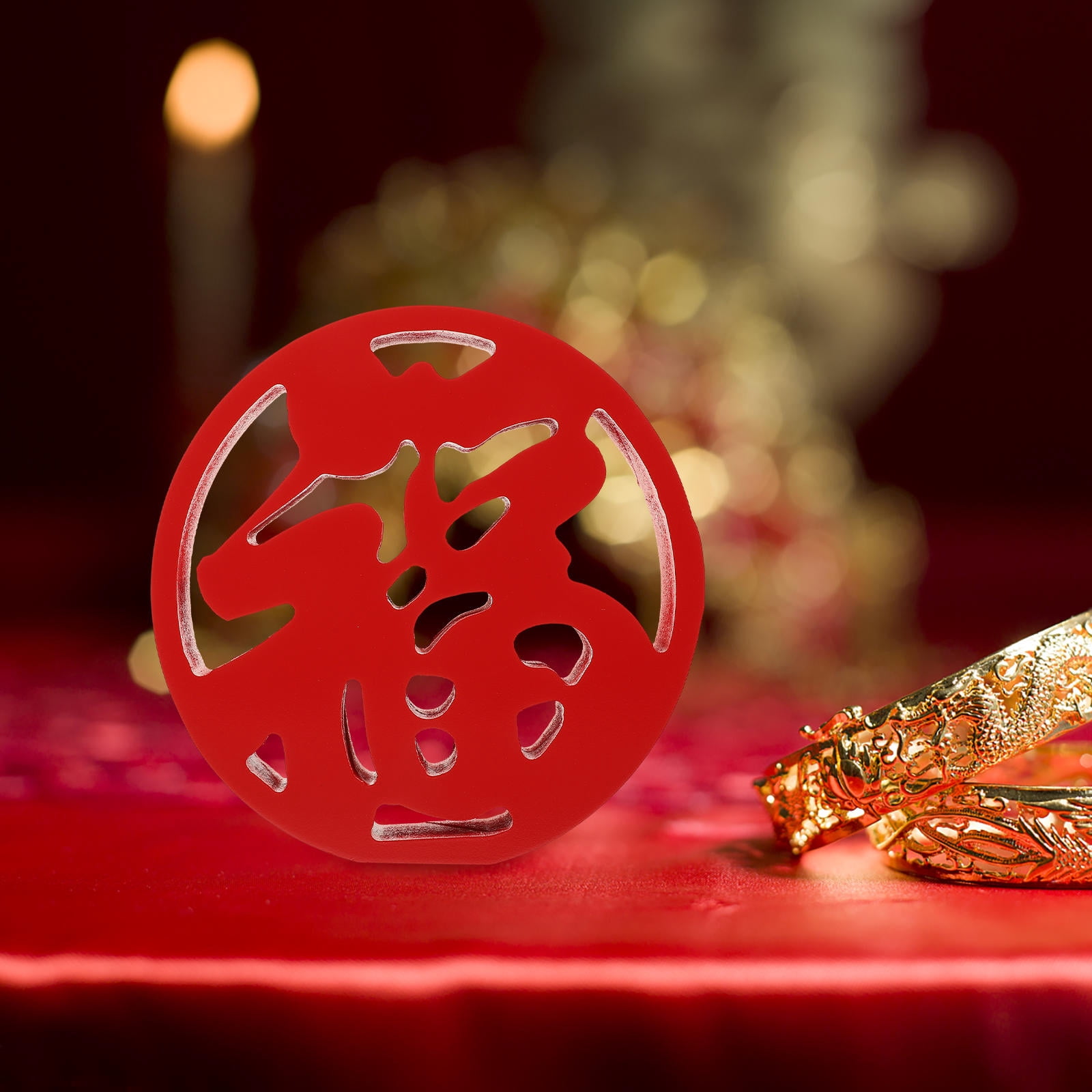 HORIALENCE 1Pack Fu Character Wooden Ornament Chinese Red Fu Statue for ...