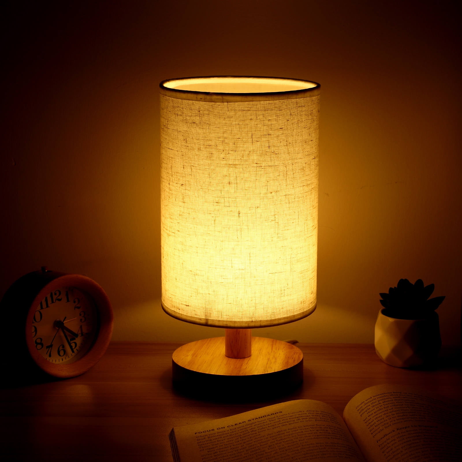 HORIALENCE 1Pack Night Stand Lamp Wood Base for Adults - Walmart.com