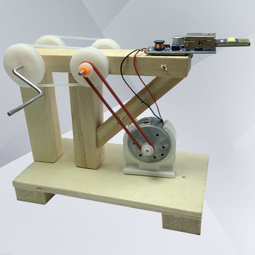 HORIALENCE 1Set Manual Electricity Generator Assembly Model Wooden ...