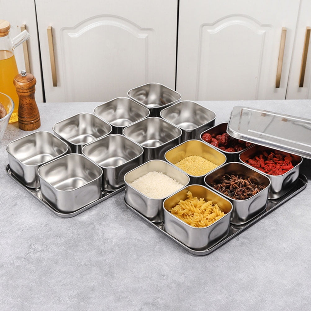 HORIALENCE 1Set Stainless Steel Seasoning Boxes Six Grids Design For ...
