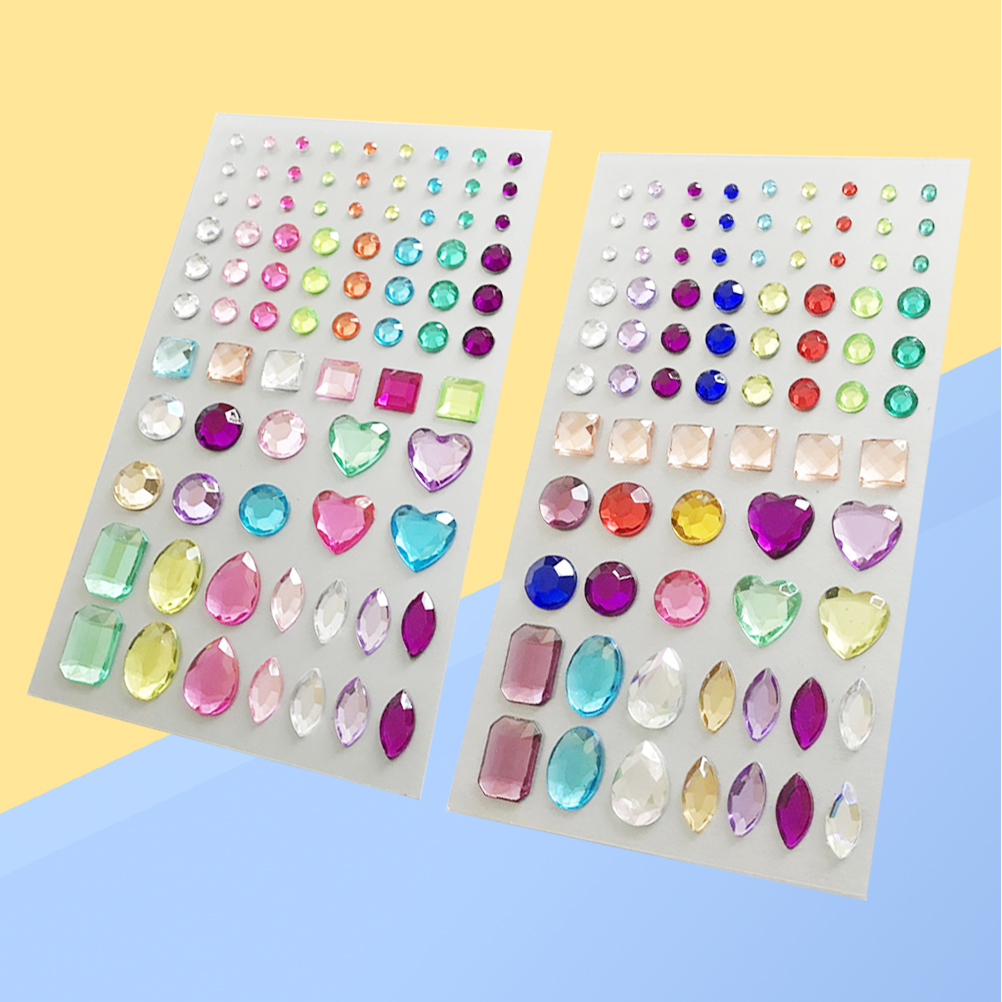 HORIALENCE 2 Sheets Diy Acrylic Rhinestone Beads Stickers Assorted ...