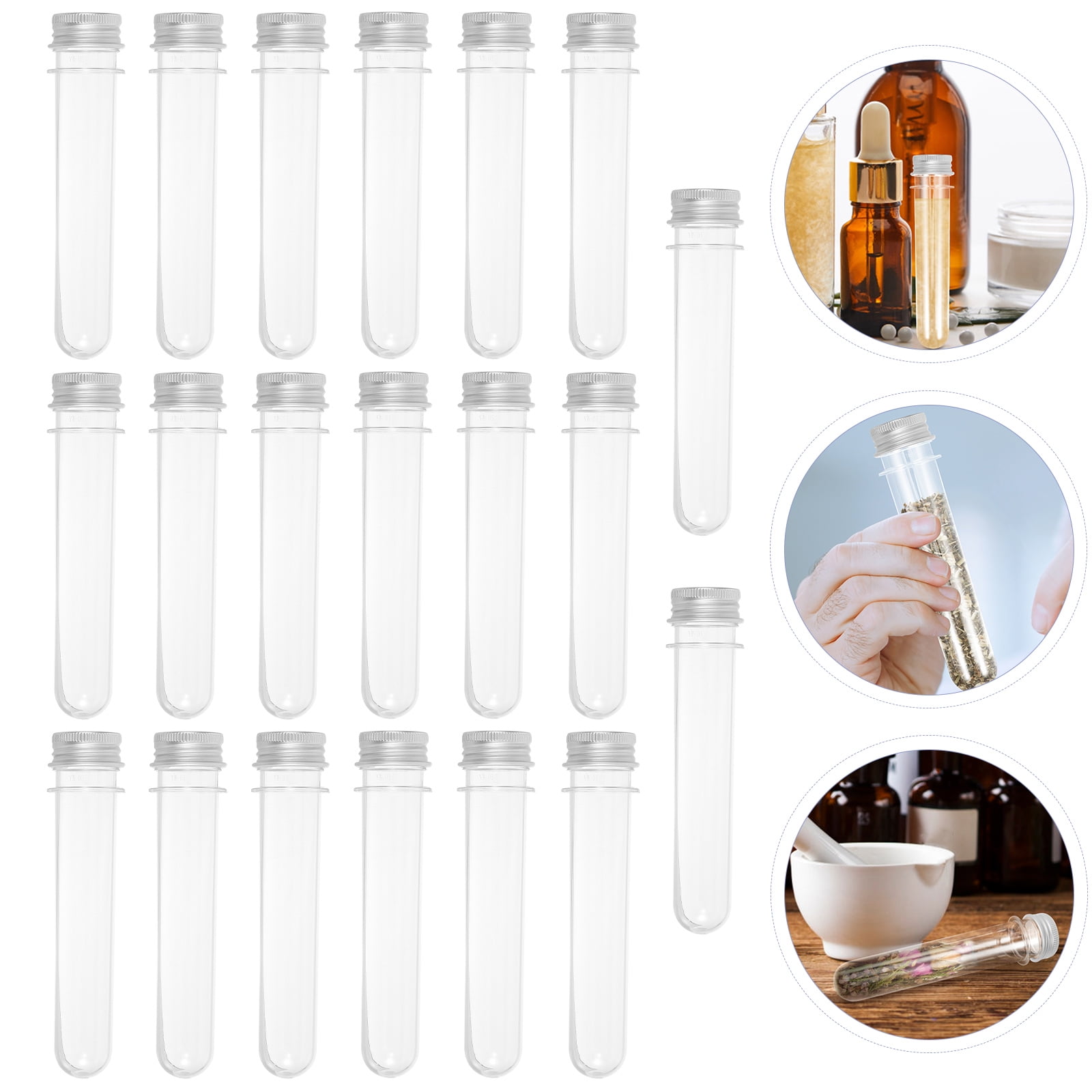 HORIALENCE 20Pcs Clear Storage Tube Cylindrical Transparent PET for ...