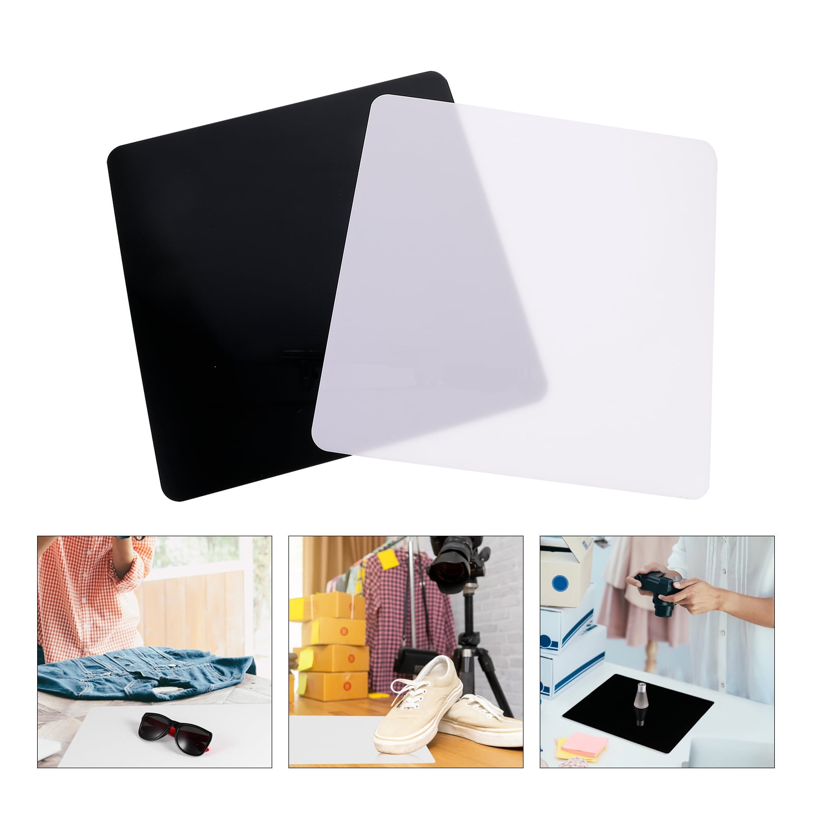 HORIALENCE Photo Backdrop Acrylic Mirror Plate White 2Set 11.8x11.8x0 ...