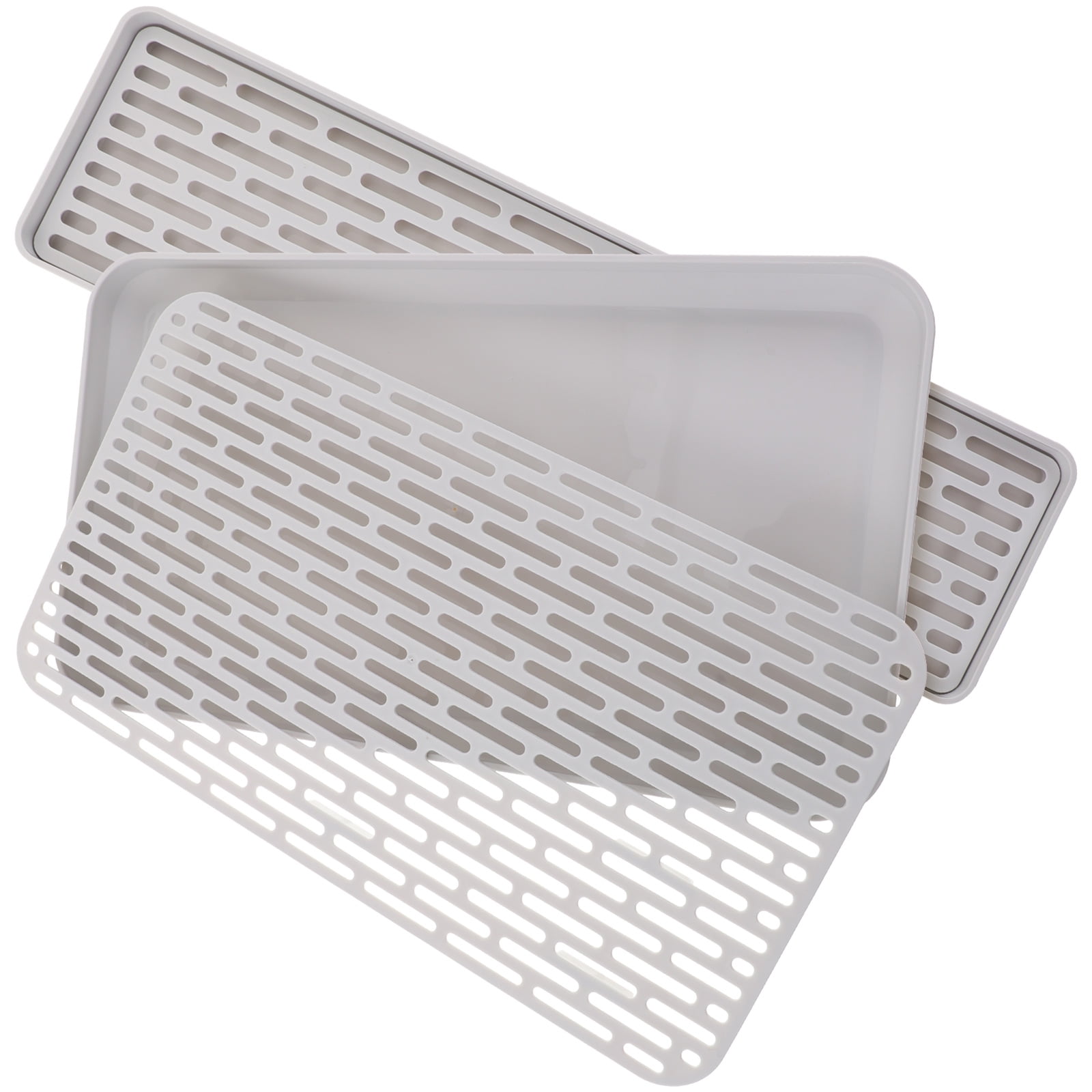 HORIALENCE 2Pcs Draining Tray with Double-layer Design Prevent Water ...