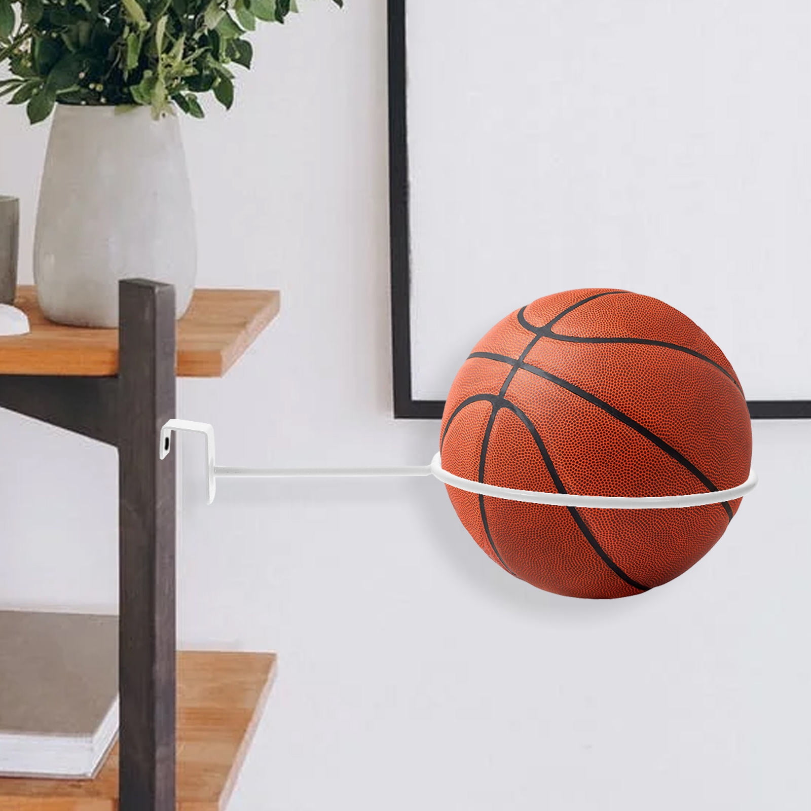 HORIALENCE 2Set Basketball Storage Holder Stand White Iron for Vertical ...