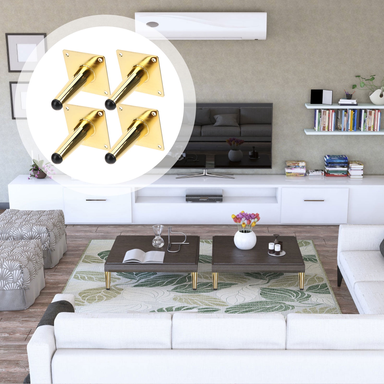 HORIALENCE 4Pcs Golden Conical Iron Furniture Legs for Beds with 3.93x3 ...