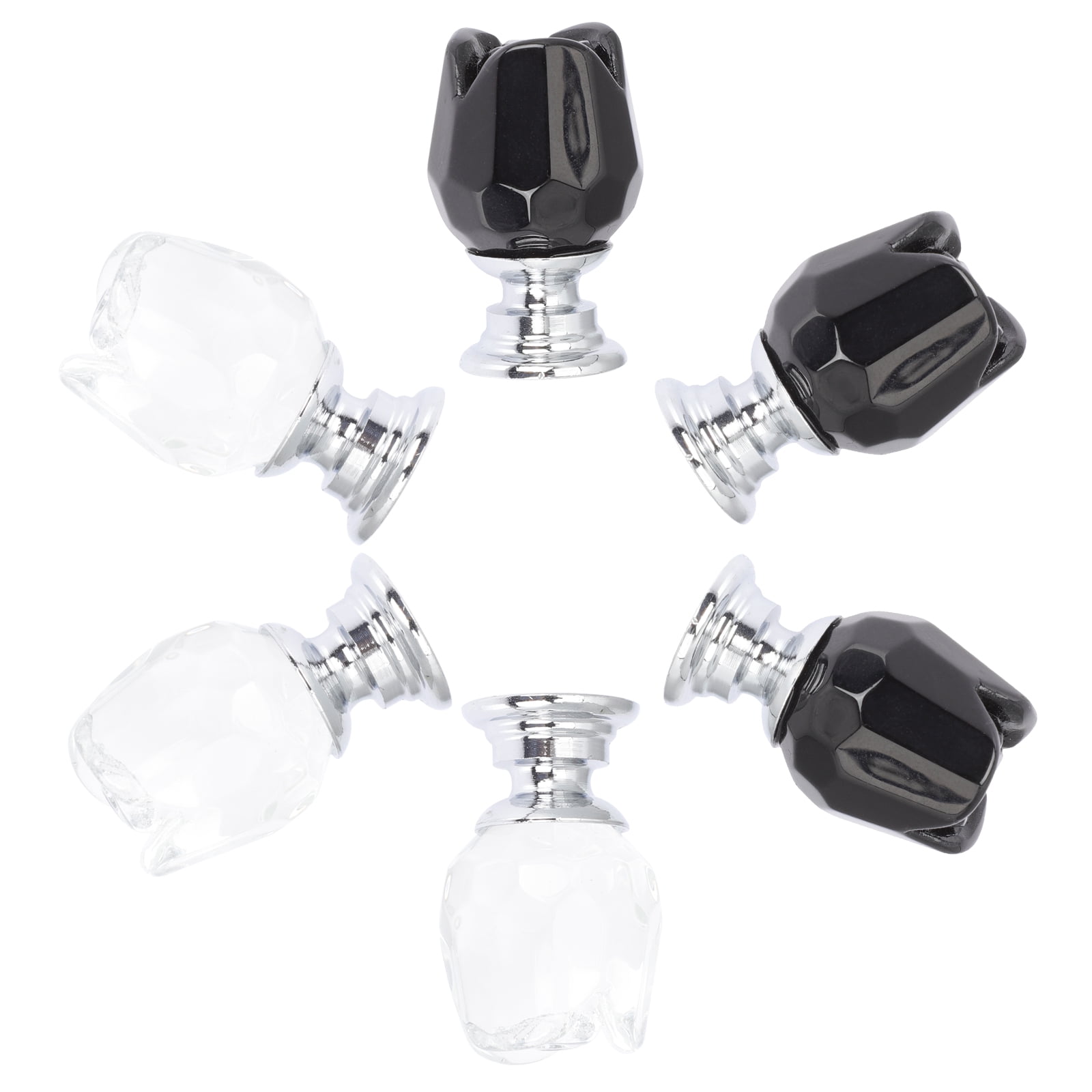 HORIALENCE 6Pcs Transparent Black Cabinet Handles with Floral Design ...