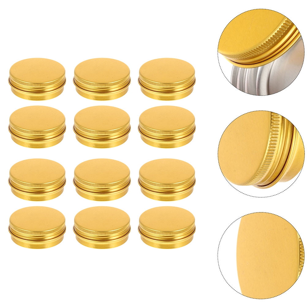 HORIALENCE Aluminium Empty Containers 12Pcs Golden Small Metal Tins ...