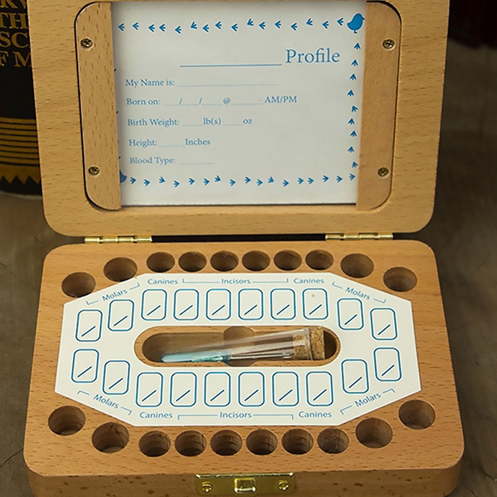 HORIALENCE Baby Teeth Keepsake Box Wood Fine Tooth Collection Container ...