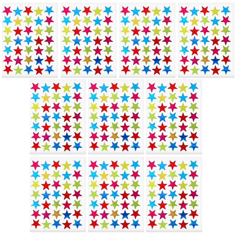 HORIALENCE Multi-Colored Star Shaped Stickers 10 Sheets for Students ...